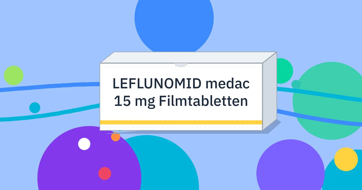 Symbolbild: Packung mit der Aufschrift LEFLUNOMID medac 15 mg Filmtabletten (PZN 17450262) – Verfügbarkeit und Bezug in Apotheken in Frankfurt am Main