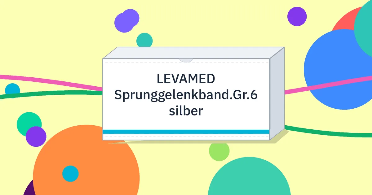 Symbolbild: Packung mit der Aufschrift LEVAMED Sprunggelenkband.Gr.6 silber (PZN 15315318) – Verfügbarkeit und Bezug in Apotheken in Frankfurt am Main