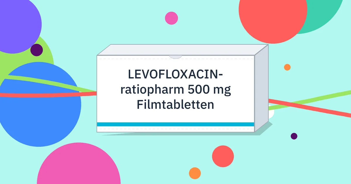 Symbolbild: Packung mit der Aufschrift LEVOFLOXACIN-ratiopharm 500 mg Filmtabletten (PZN 07503595) – Verfügbarkeit und Bezug in Apotheken in Frankfurt am Main