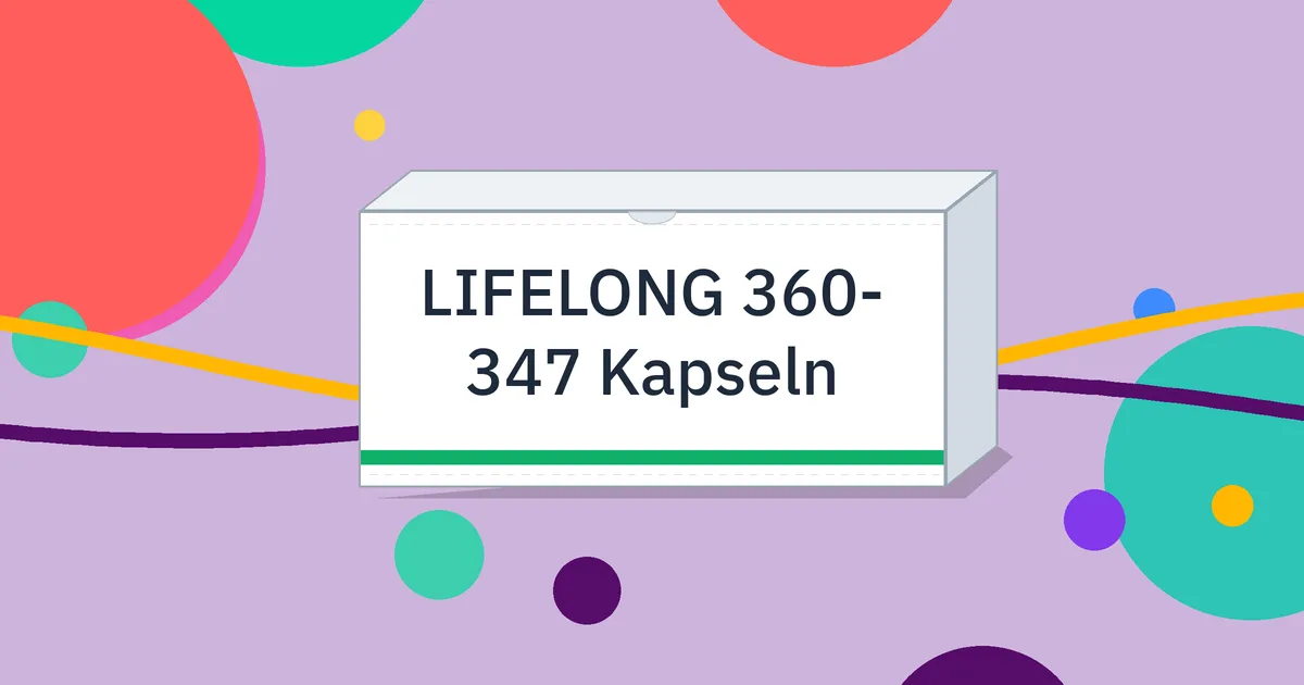 Symbolbild: Packung mit der Aufschrift LIFELONG 360-347 Kapseln (PZN 20399872) – Verfügbarkeit und Bezug in Apotheken in Frankfurt am Main