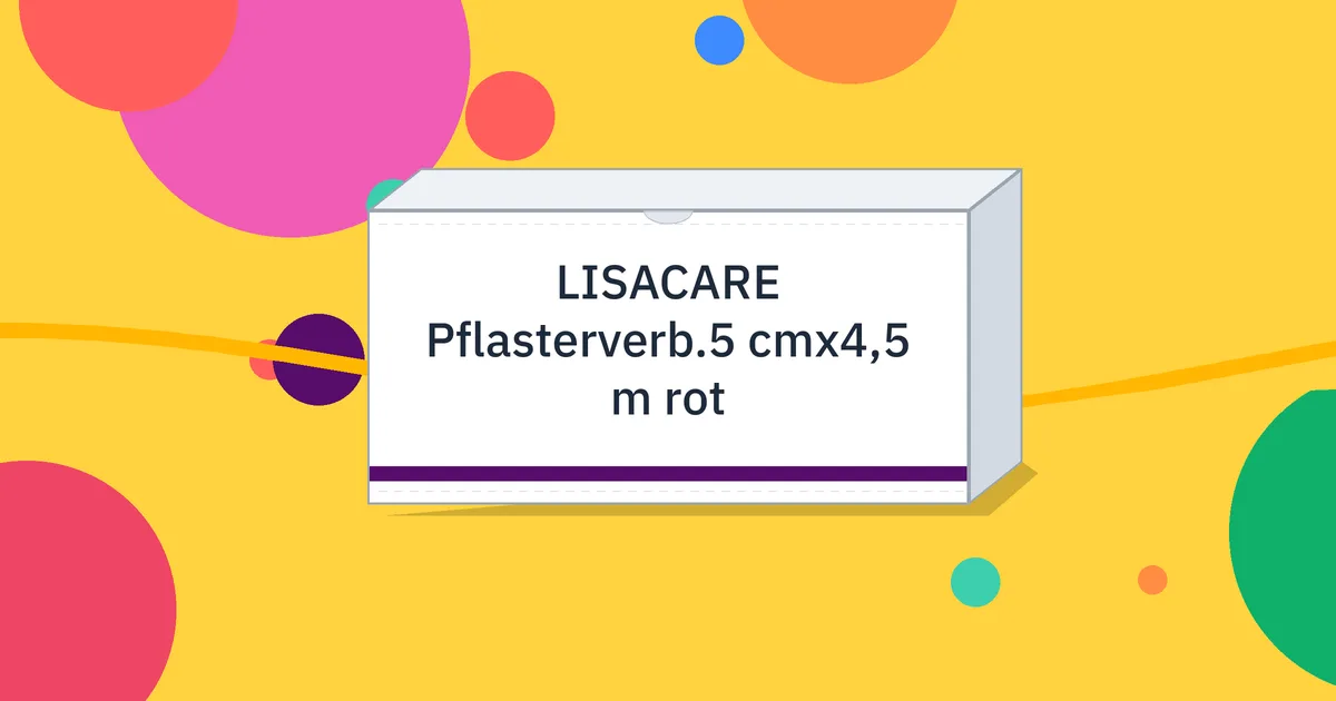 Symbolbild: Packung mit der Aufschrift LISACARE Pflasterverb.5 cmx4,5 m rot (PZN 17891931) – Verfügbarkeit und Bezug in Apotheken in Frankfurt am Main