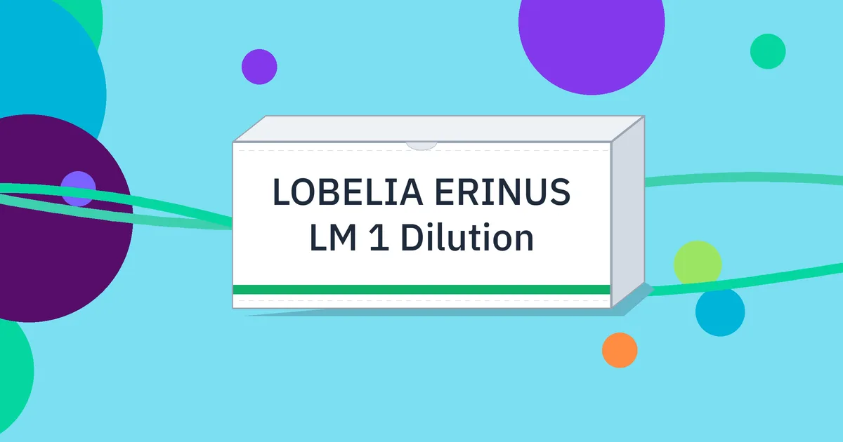 Symbolbild: Packung mit der Aufschrift LOBELIA ERINUS LM 1 Dilution (PZN 13533241) – Verfügbarkeit und Bezug in Apotheken in Frankfurt am Main