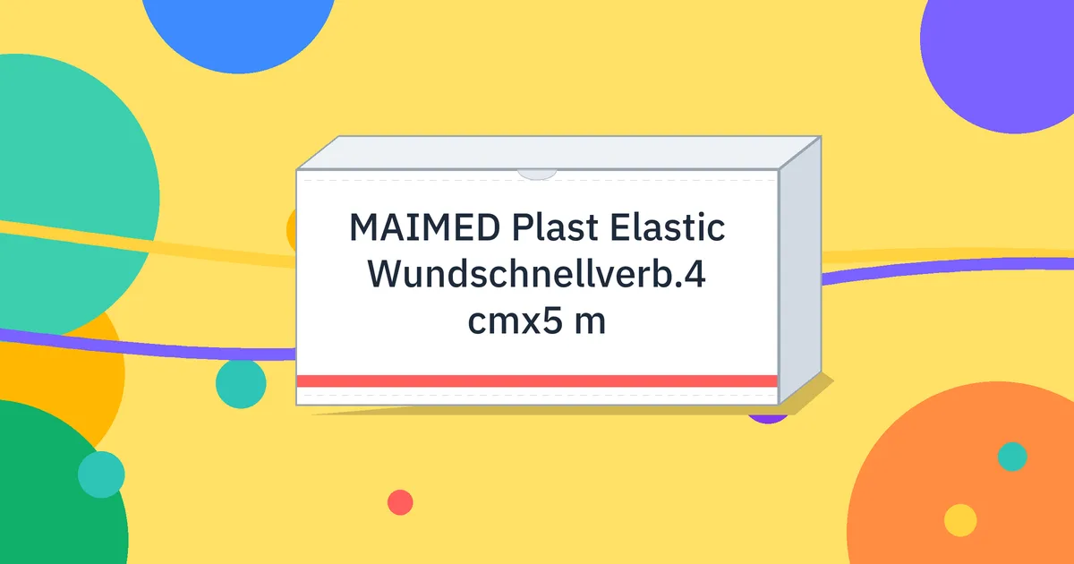 Symbolbild: Packung mit der Aufschrift MAIMED Plast Elastic Wundschnellverb.4 cmx5 m (PZN 18037914) – Verfügbarkeit und Bezug in Apotheken in Frankfurt am Main