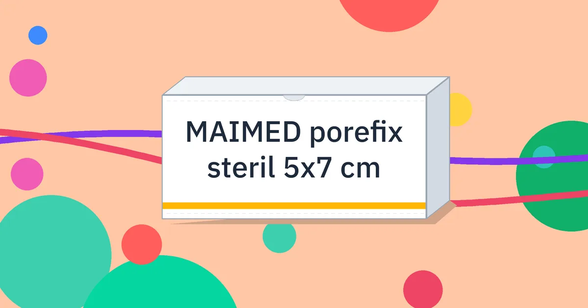 Symbolbild: Packung mit der Aufschrift MAIMED porefix steril 5x7 cm (PZN 07795623) – Verfügbarkeit und Bezug in Apotheken in Frankfurt am Main