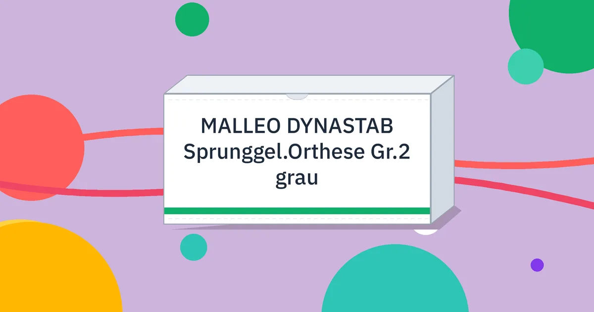 Symbolbild: Packung mit der Aufschrift MALLEO DYNASTAB Sprunggel.Orthese Gr.2 grau (PZN 10928022) – Verfügbarkeit und Bezug in Apotheken in Frankfurt am Main