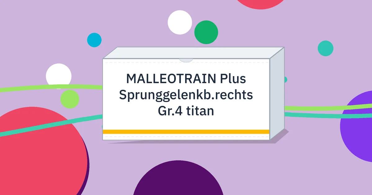 Symbolbild: Packung mit der Aufschrift MALLEOTRAIN Plus Sprunggelenkb.rechts Gr.4 titan (PZN 06908999) – Verfügbarkeit und Bezug in Apotheken in Frankfurt am Main