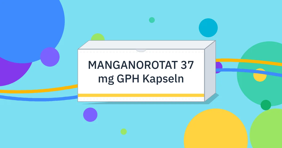 Symbolbild: Packung mit der Aufschrift MANGANOROTAT 37 mg GPH Kapseln (PZN 11482812) – Verfügbarkeit und Bezug in Apotheken in Frankfurt am Main
