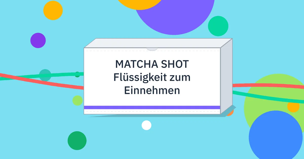 Symbolbild: Packung mit der Aufschrift MATCHA SHOT Flüssigkeit zum Einnehmen (PZN 20232037) – Verfügbarkeit und Bezug in Apotheken in Frankfurt am Main
