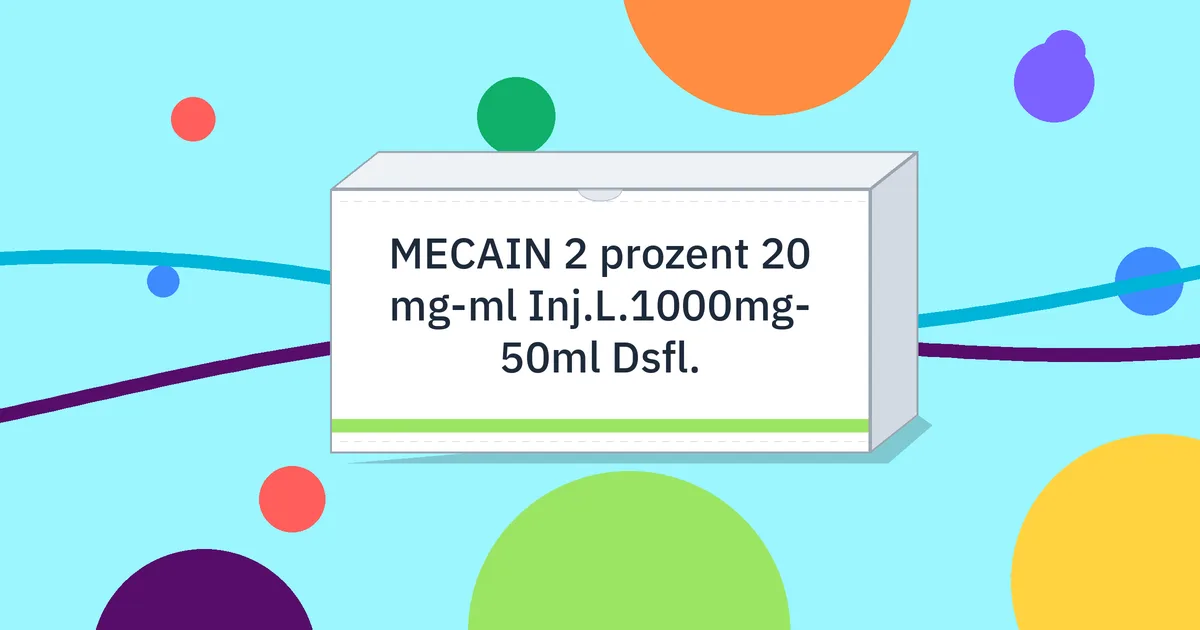 Symbolbild: Packung mit der Aufschrift MECAIN 2 prozent 20 mg-ml Inj.L.1000mg-50ml Dsfl. (PZN 11055895) – Verfügbarkeit und Bezug in Apotheken in Frankfurt am Main