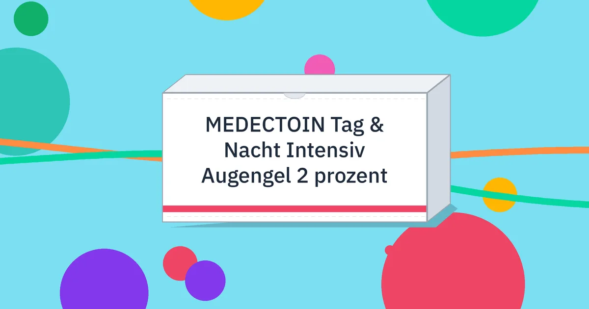 Symbolbild: Packung mit der Aufschrift MEDECTOIN Tag & Nacht Intensiv Augengel 2 prozent (PZN 20407554) – Verfügbarkeit und Bezug in Apotheken in Frankfurt am Main
