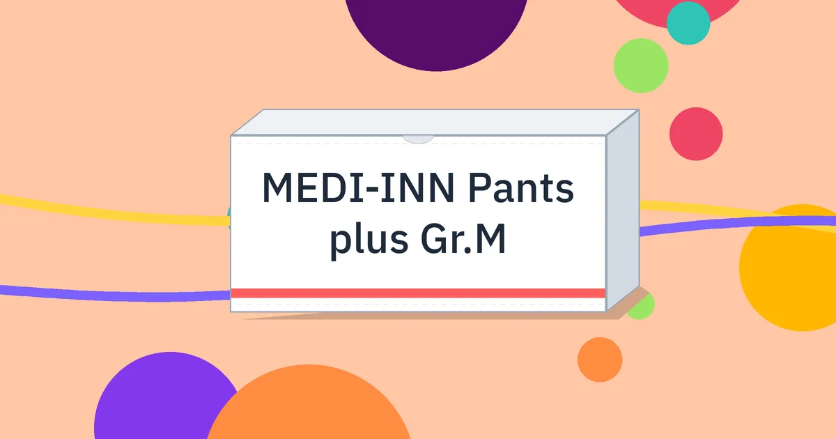 Symbolbild: Packung mit der Aufschrift MEDI-INN Pants plus Gr.M (PZN 17412646) – Verfügbarkeit und Bezug in Apotheken in Frankfurt am Main