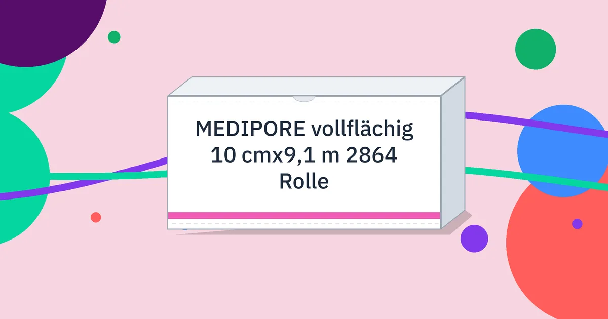 Symbolbild: Packung mit der Aufschrift MEDIPORE vollflächig 10 cmx9,1 m 2864 Rolle (PZN 07478992) – Verfügbarkeit und Bezug in Apotheken in Frankfurt am Main