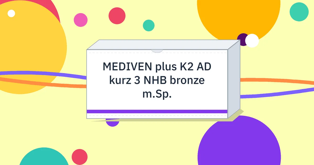 Symbolbild: Packung mit der Aufschrift MEDIVEN plus K2 AD kurz 3 NHB bronze m.Sp. (PZN 15925608) – Verfügbarkeit und Bezug in Apotheken in Frankfurt am Main