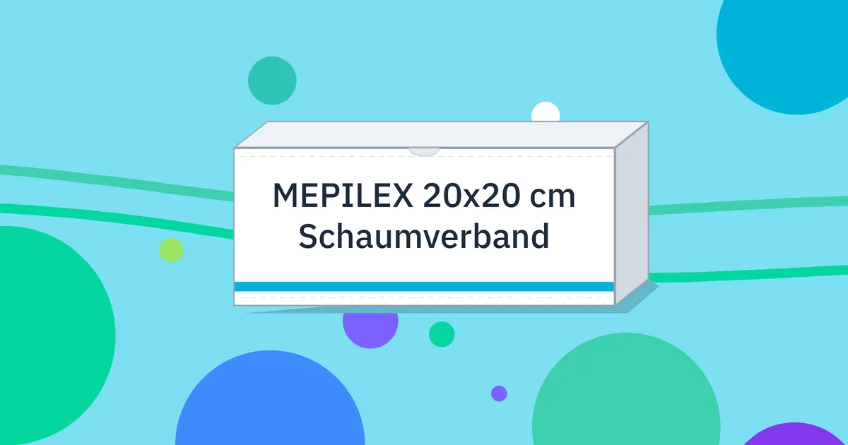 Symbolbild: Packung mit der Aufschrift MEPILEX 20x20 cm Schaumverband (PZN 20180429) – Verfügbarkeit und Bezug in Apotheken in Frankfurt am Main