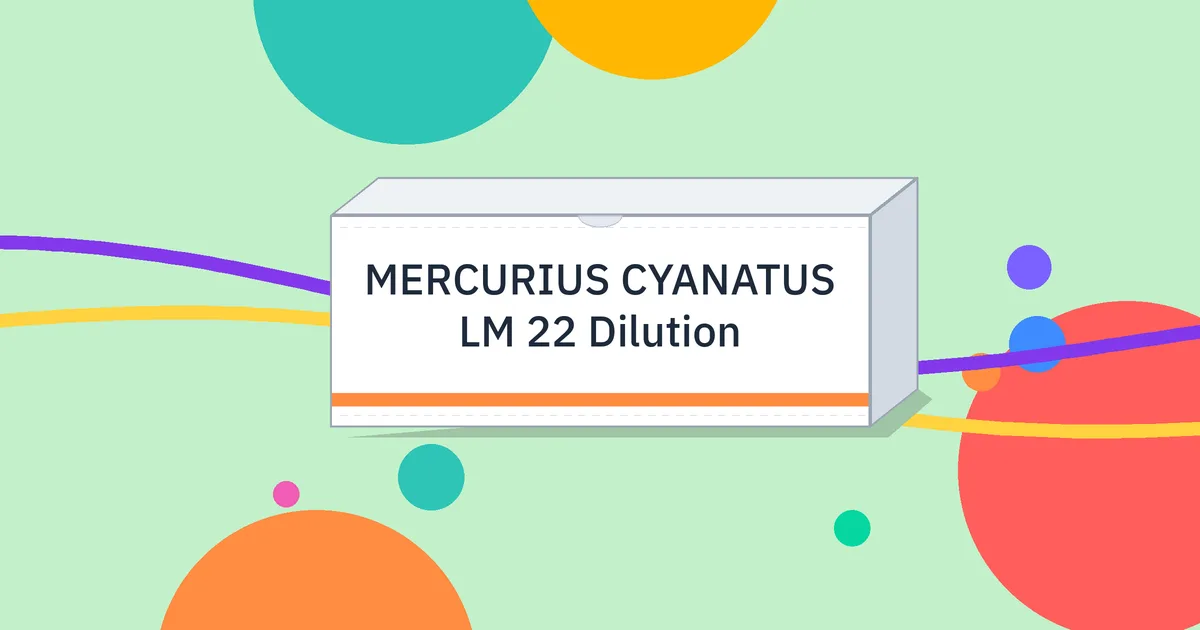 Symbolbild: Packung mit der Aufschrift MERCURIUS CYANATUS LM 22 Dilution (PZN 12950994) – Verfügbarkeit und Bezug in Apotheken in Frankfurt am Main