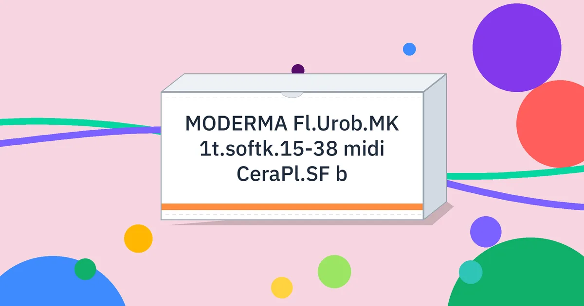 Symbolbild: Packung mit der Aufschrift MODERMA Fl.Urob.MK 1t.softk.15-38 midi CeraPl.SF b (PZN 18109223) – Verfügbarkeit und Bezug in Apotheken in Frankfurt am Main