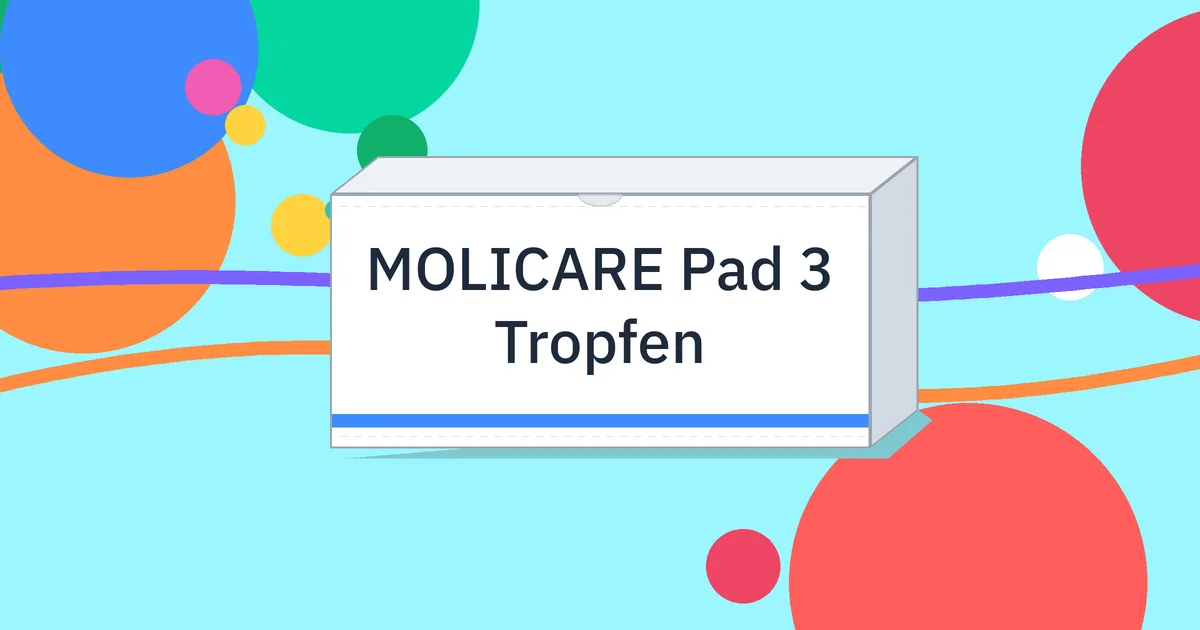 Symbolbild: Packung mit der Aufschrift MOLICARE Pad 3 Tropfen (PZN 15532412) – Verfügbarkeit und Bezug in Apotheken in Frankfurt am Main