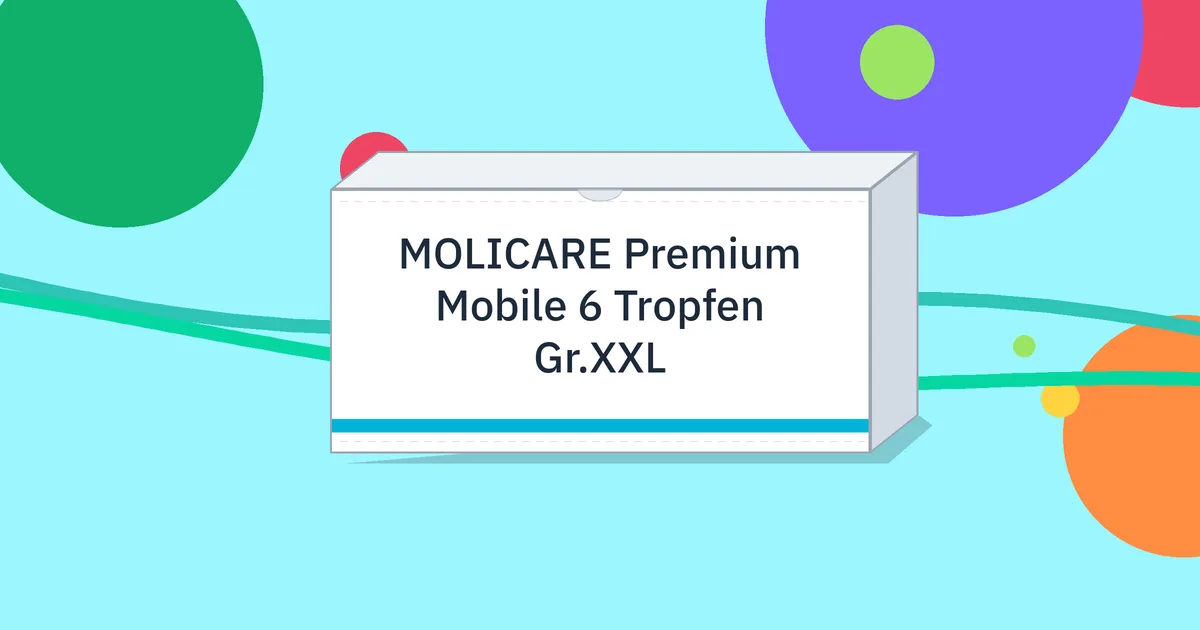 Symbolbild: Packung mit der Aufschrift MOLICARE Premium Mobile 6 Tropfen Gr.XXL (PZN 18087332) – Verfügbarkeit und Bezug in Apotheken in Frankfurt am Main