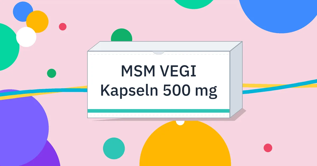 Symbolbild: Packung mit der Aufschrift MSM VEGI Kapseln 500 mg (PZN 16869326) – Verfügbarkeit und Bezug in Apotheken in Frankfurt am Main
