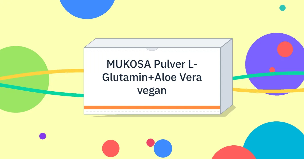 Symbolbild: Packung mit der Aufschrift MUKOSA Pulver L-Glutamin+Aloe Vera vegan (PZN 20298740) – Verfügbarkeit und Bezug in Apotheken in Frankfurt am Main