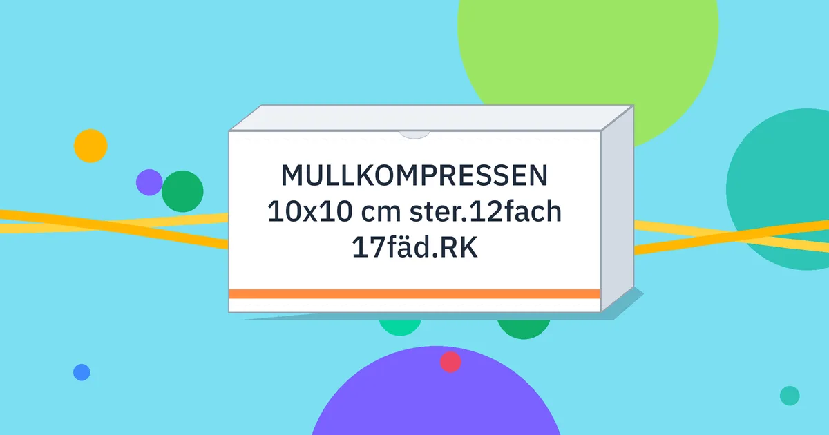 Symbolbild: Packung mit der Aufschrift MULLKOMPRESSEN 10x10 cm ster.12fach 17fäd.RK (PZN 06930421) – Verfügbarkeit und Bezug in Apotheken in Frankfurt am Main