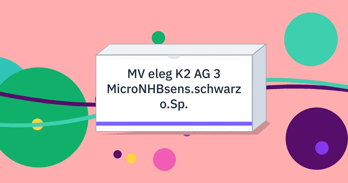 Symbolbild: Packung mit der Aufschrift MV eleg K2 AG 3 MicroNHBsens.schwarz o.Sp. (PZN 16068448) – Verfügbarkeit und Bezug in Apotheken in Frankfurt am Main
