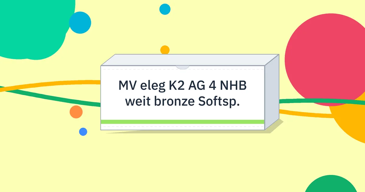 Symbolbild: Packung mit der Aufschrift MV eleg K2 AG 4 NHB weit bronze Softsp. (PZN 15729020) – Verfügbarkeit und Bezug in Apotheken in Frankfurt am Main