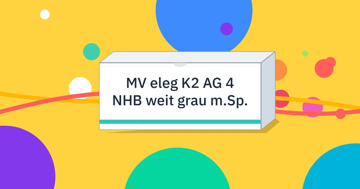 Symbolbild: Packung mit der Aufschrift MV eleg K2 AG 4 NHB weit grau m.Sp. (PZN 18928547) – Verfügbarkeit und Bezug in Apotheken in Frankfurt am Main