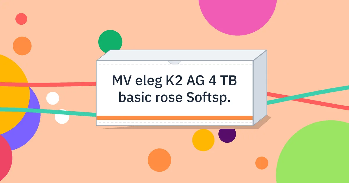 Symbolbild: Packung mit der Aufschrift MV eleg K2 AG 4 TB basic rose Softsp. (PZN 14700876) – Verfügbarkeit und Bezug in Apotheken in Frankfurt am Main