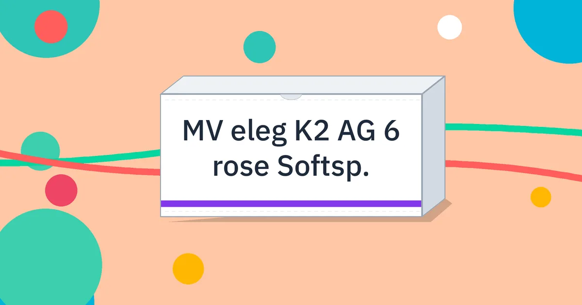 Symbolbild: Packung mit der Aufschrift MV eleg K2 AG 6 rose Softsp. (PZN 14700379) – Verfügbarkeit und Bezug in Apotheken in Frankfurt am Main