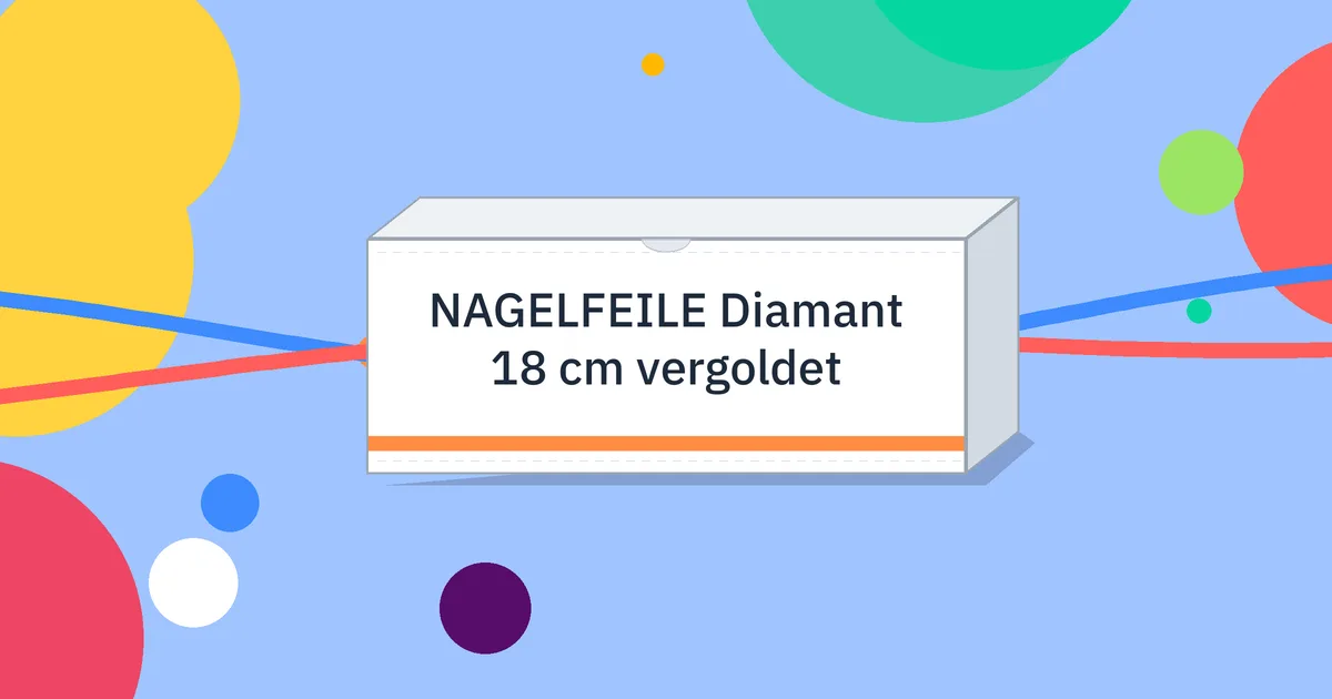 Symbolbild: Packung mit der Aufschrift NAGELFEILE Diamant 18 cm vergoldet (PZN 01732892) – Verfügbarkeit und Bezug in Apotheken in Frankfurt am Main