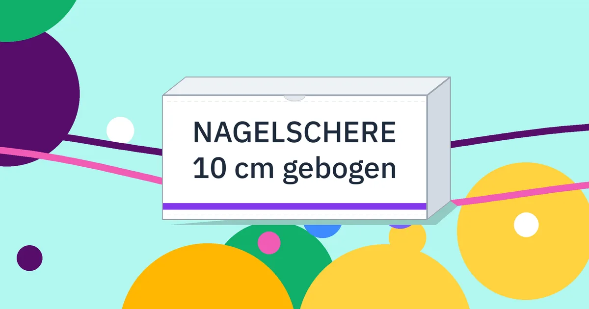 Symbolbild: Packung mit der Aufschrift NAGELSCHERE 10 cm gebogen (PZN 10831127) – Verfügbarkeit und Bezug in Apotheken in Frankfurt am Main