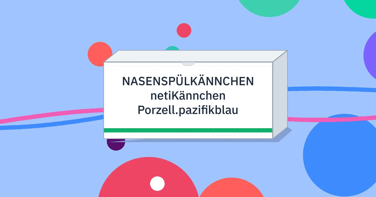 Symbolbild: Packung mit der Aufschrift NASENSPÜLKÄNNCHEN netiKännchen Porzell.pazifikblau (PZN 12409740) – Verfügbarkeit und Bezug in Apotheken in Frankfurt am Main