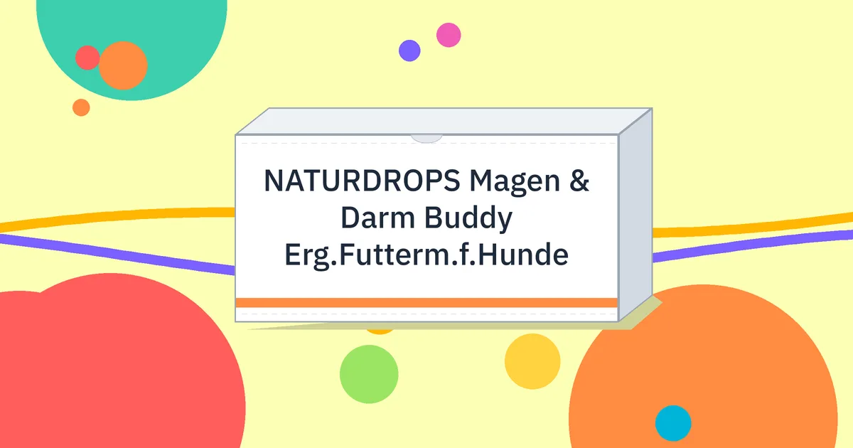 Symbolbild: Packung mit der Aufschrift NATURDROPS Magen & Darm Buddy Erg.Futterm.f.Hunde (PZN 19992145) – Verfügbarkeit und Bezug in Apotheken in Frankfurt am Main