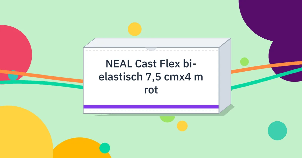 Symbolbild: Packung mit der Aufschrift NEAL Cast Flex bi-elastisch 7,5 cmx4 m rot (PZN 19530930) – Verfügbarkeit und Bezug in Apotheken in Frankfurt am Main
