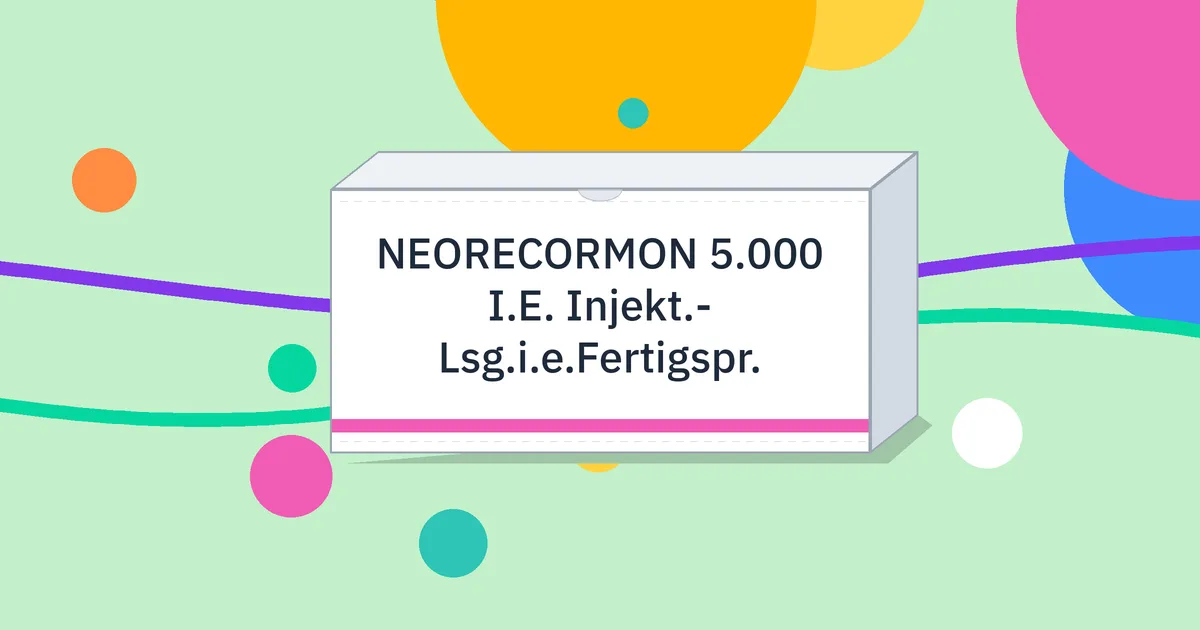 Symbolbild: Packung mit der Aufschrift NEORECORMON 5.000 I.E. Injekt.-Lsg.i.e.Fertigspr. (PZN 15197706) – Verfügbarkeit und Bezug in Apotheken in Frankfurt am Main