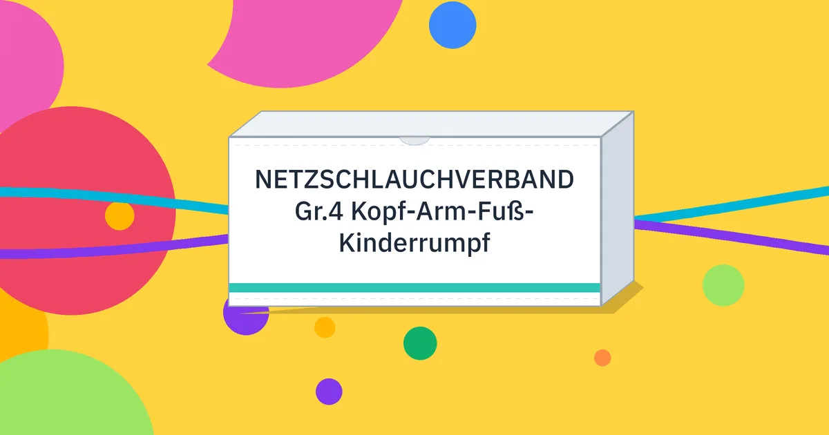 Symbolbild: Packung mit der Aufschrift NETZSCHLAUCHVERBAND Gr.4 Kopf-Arm-Fuß-Kinderrumpf (PZN 10351539) – Verfügbarkeit und Bezug in Apotheken in Frankfurt am Main