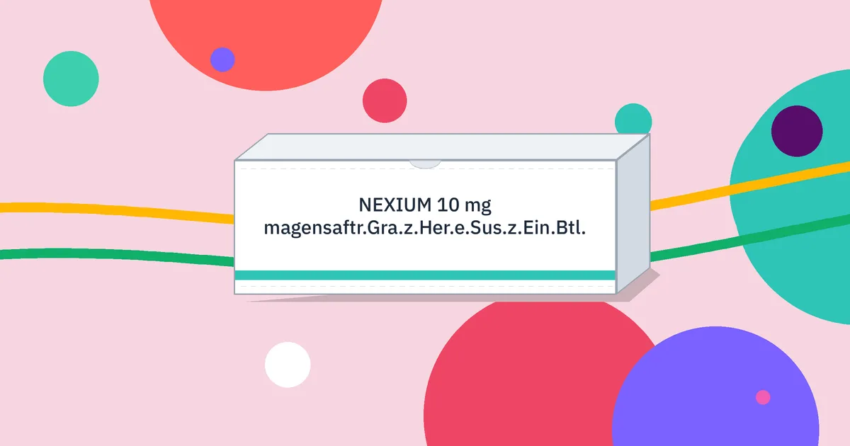 Symbolbild: Packung mit der Aufschrift NEXIUM 10 mg magensaftr.Gra.z.Her.e.Sus.z.Ein.Btl. (PZN 17943929) – Verfügbarkeit und Bezug in Apotheken in Frankfurt am Main