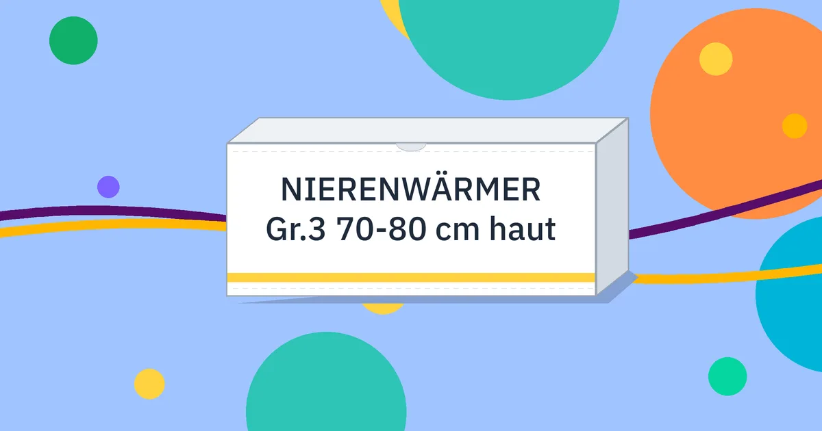 Symbolbild: Packung mit der Aufschrift NIERENWÄRMER Gr.3 70-80 cm haut (PZN 00608109) – Verfügbarkeit und Bezug in Apotheken in Frankfurt am Main