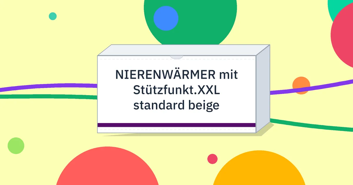 Symbolbild: Packung mit der Aufschrift NIERENWÄRMER mit Stützfunkt.XXL standard beige (PZN 17876601) – Verfügbarkeit und Bezug in Apotheken in Frankfurt am Main