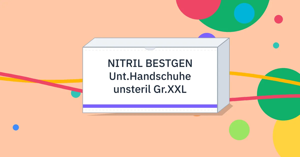 Symbolbild: Packung mit der Aufschrift NITRIL BESTGEN Unt.Handschuhe unsteril Gr.XXL (PZN 11349987) – Verfügbarkeit und Bezug in Apotheken in Frankfurt am Main