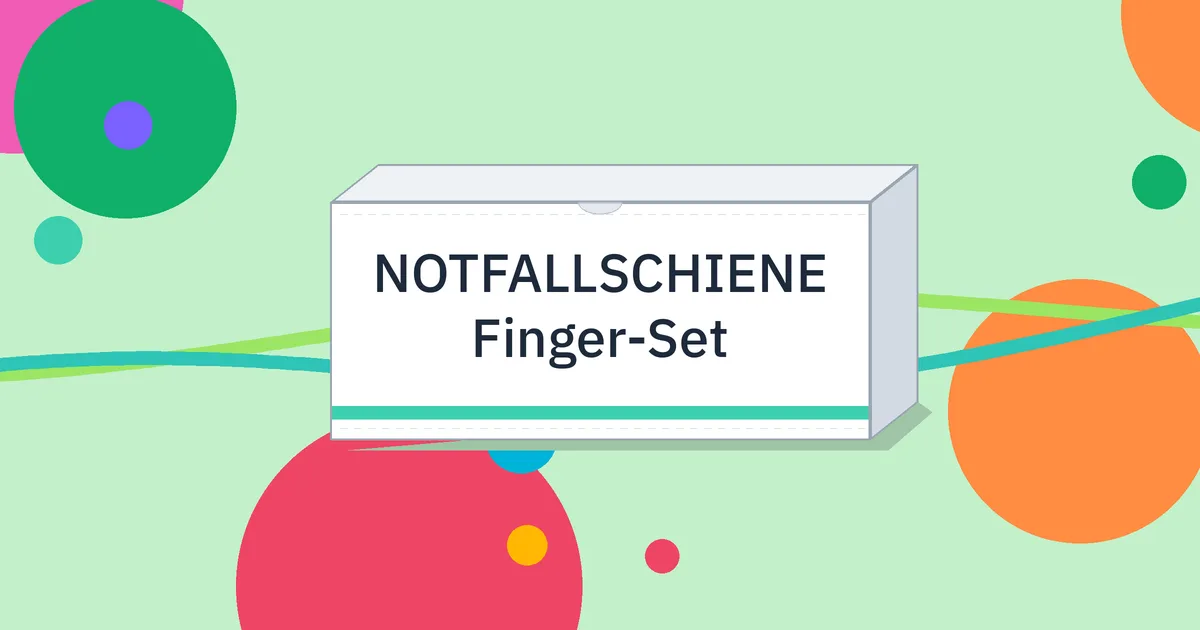 Symbolbild: Packung mit der Aufschrift NOTFALLSCHIENE Finger-Set (PZN 02638971) – Verfügbarkeit und Bezug in Apotheken in Frankfurt am Main