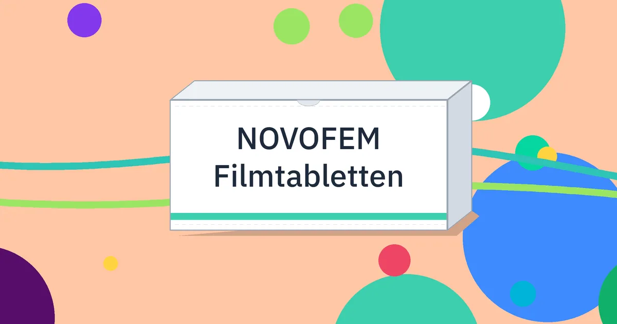 Symbolbild: Packung mit der Aufschrift NOVOFEM Filmtabletten (PZN 01288150) – Verfügbarkeit und Bezug in Apotheken in Frankfurt am Main