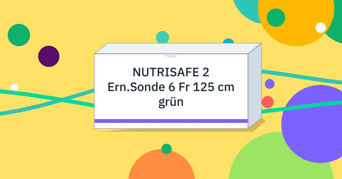 Symbolbild: Packung mit der Aufschrift NUTRISAFE 2 Ern.Sonde 6 Fr 125 cm grün (PZN 06847565) – Verfügbarkeit und Bezug in Apotheken in Frankfurt am Main