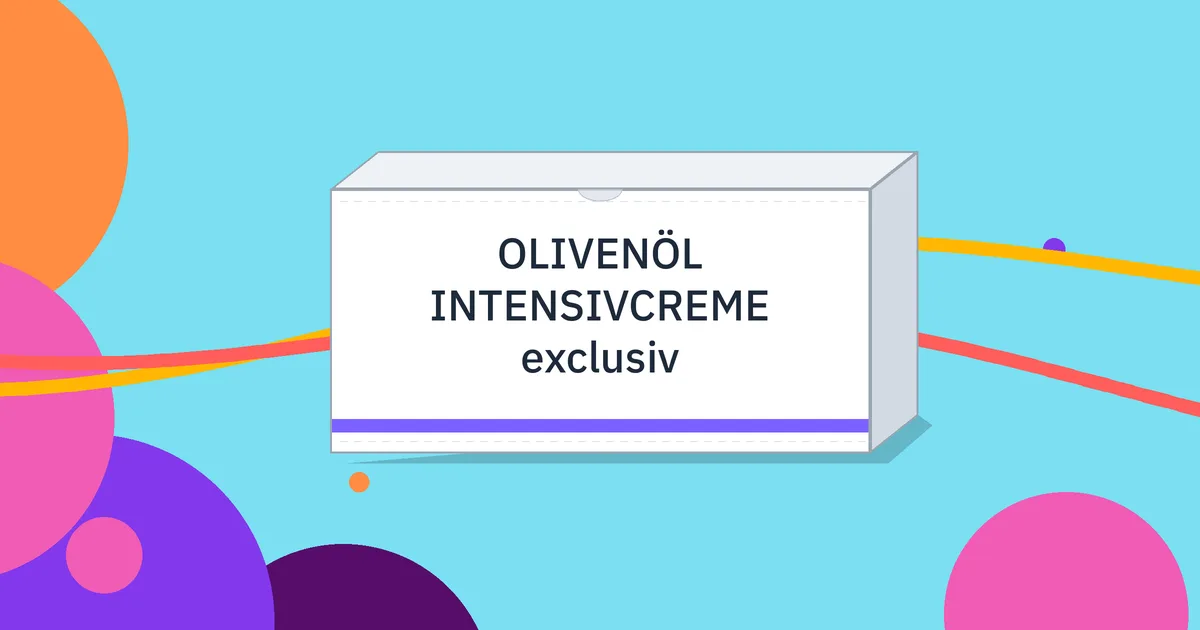 Symbolbild: Packung mit der Aufschrift OLIVENÖL INTENSIVCREME exclusiv (PZN 09635289) – Verfügbarkeit und Bezug in Apotheken in Frankfurt am Main