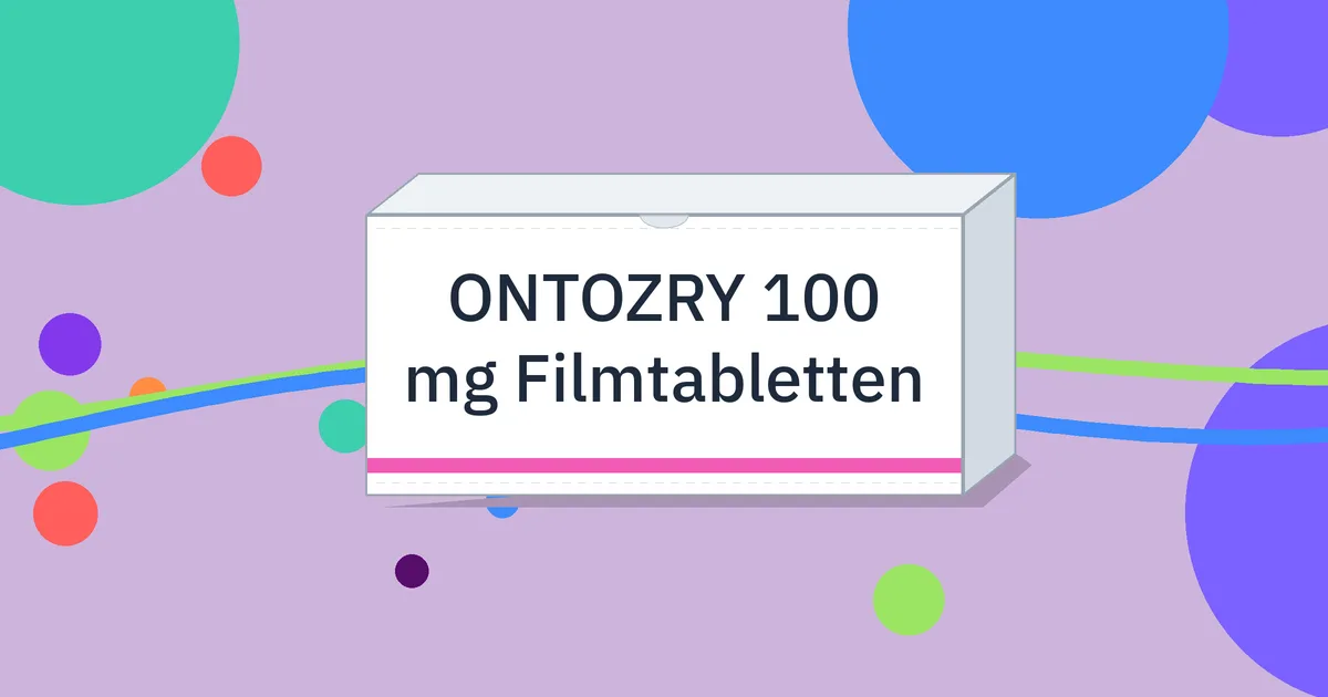 Symbolbild: Packung mit der Aufschrift ONTOZRY 100 mg Filmtabletten (PZN 18755199) – Verfügbarkeit und Bezug in Apotheken in Frankfurt am Main