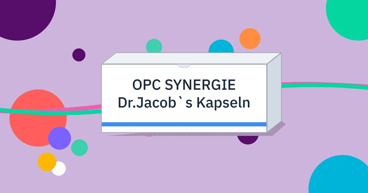 Symbolbild: Packung mit der Aufschrift OPC SYNERGIE Dr.Jacob`s Kapseln (PZN 01054469) – Verfügbarkeit und Bezug in Apotheken in Frankfurt am Main