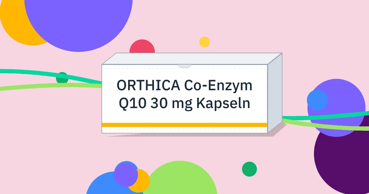 Symbolbild: Packung mit der Aufschrift ORTHICA Co-Enzym Q10 30 mg Kapseln (PZN 13859505) – Verfügbarkeit und Bezug in Apotheken in Frankfurt am Main