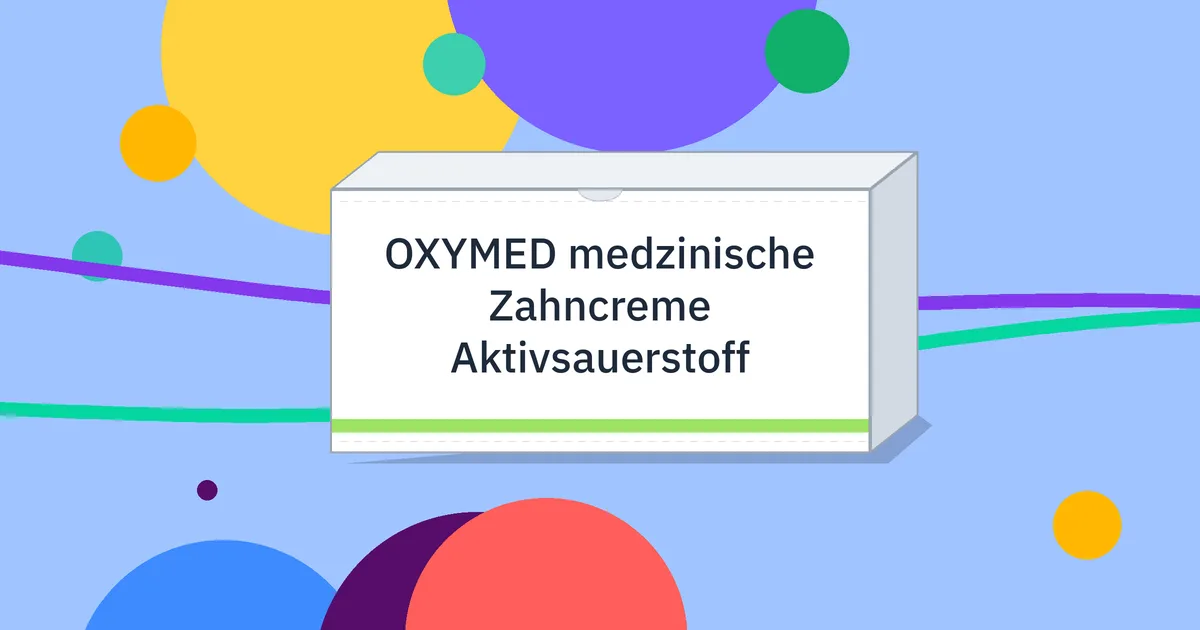 Symbolbild: Packung mit der Aufschrift OXYMED medzinische Zahncreme Aktivsauerstoff (PZN 19078223) – Verfügbarkeit und Bezug in Apotheken in Frankfurt am Main