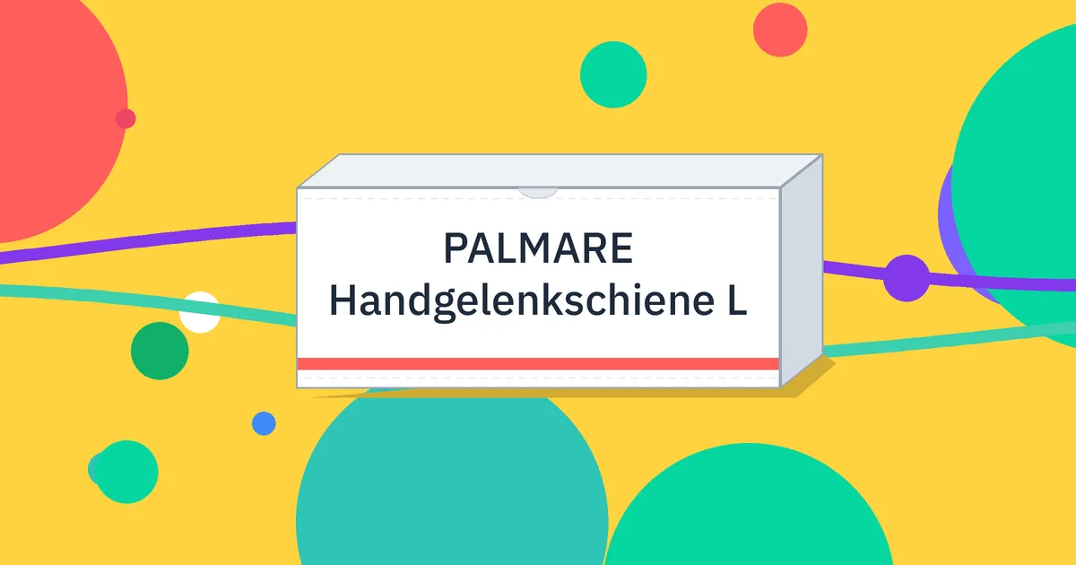 Symbolbild: Packung mit der Aufschrift PALMARE Handgelenkschiene L (PZN 08760319) – Verfügbarkeit und Bezug in Apotheken in Frankfurt am Main